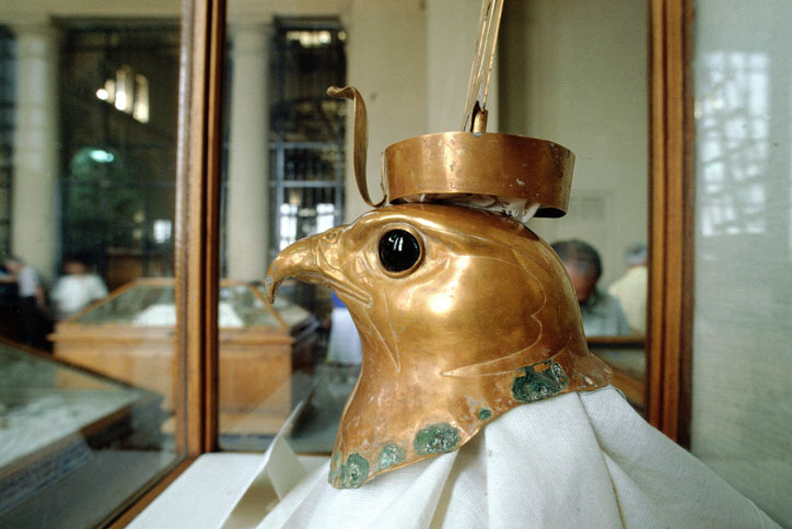 Gold Head of the Falcon God Horus - Egypt Museum