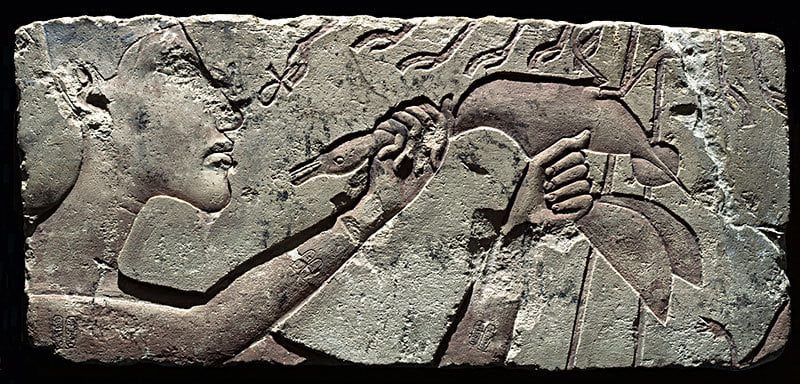 Relief of Akhenaten Sacrificing Duck to Aten - Egypt Museum