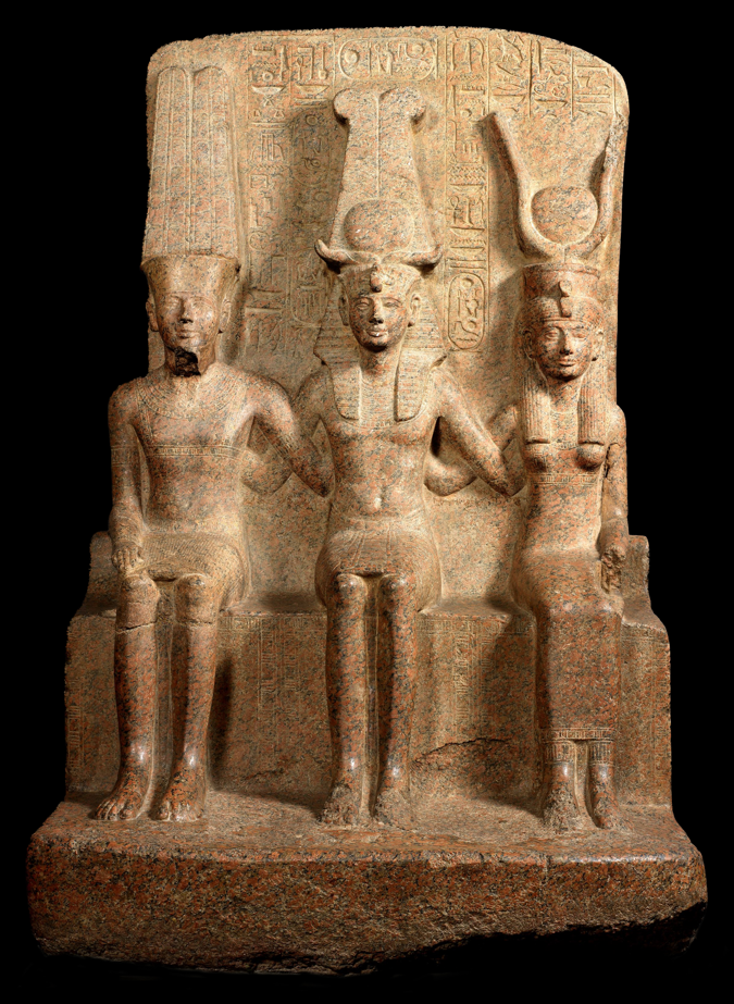 Ramesses II sat between the god Amun and his consort the goddess Mut ...