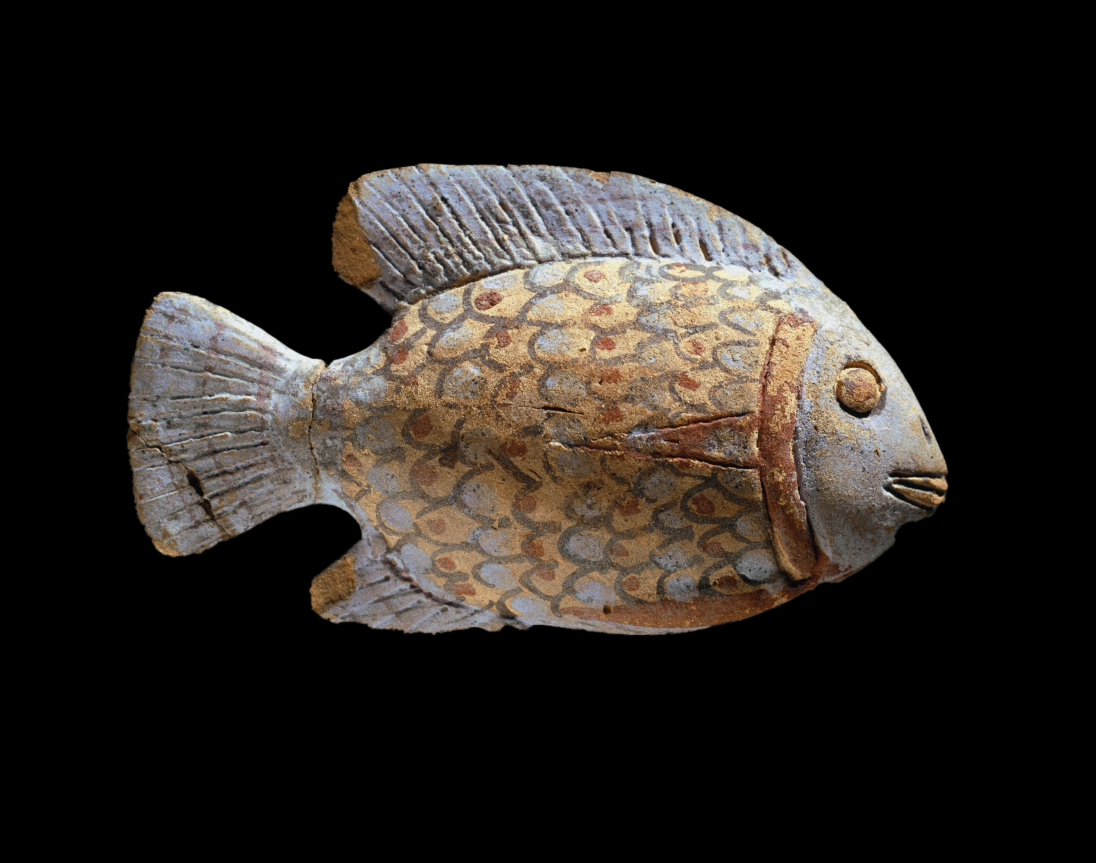 Painted clay Tilapia fish - Egypt Museum