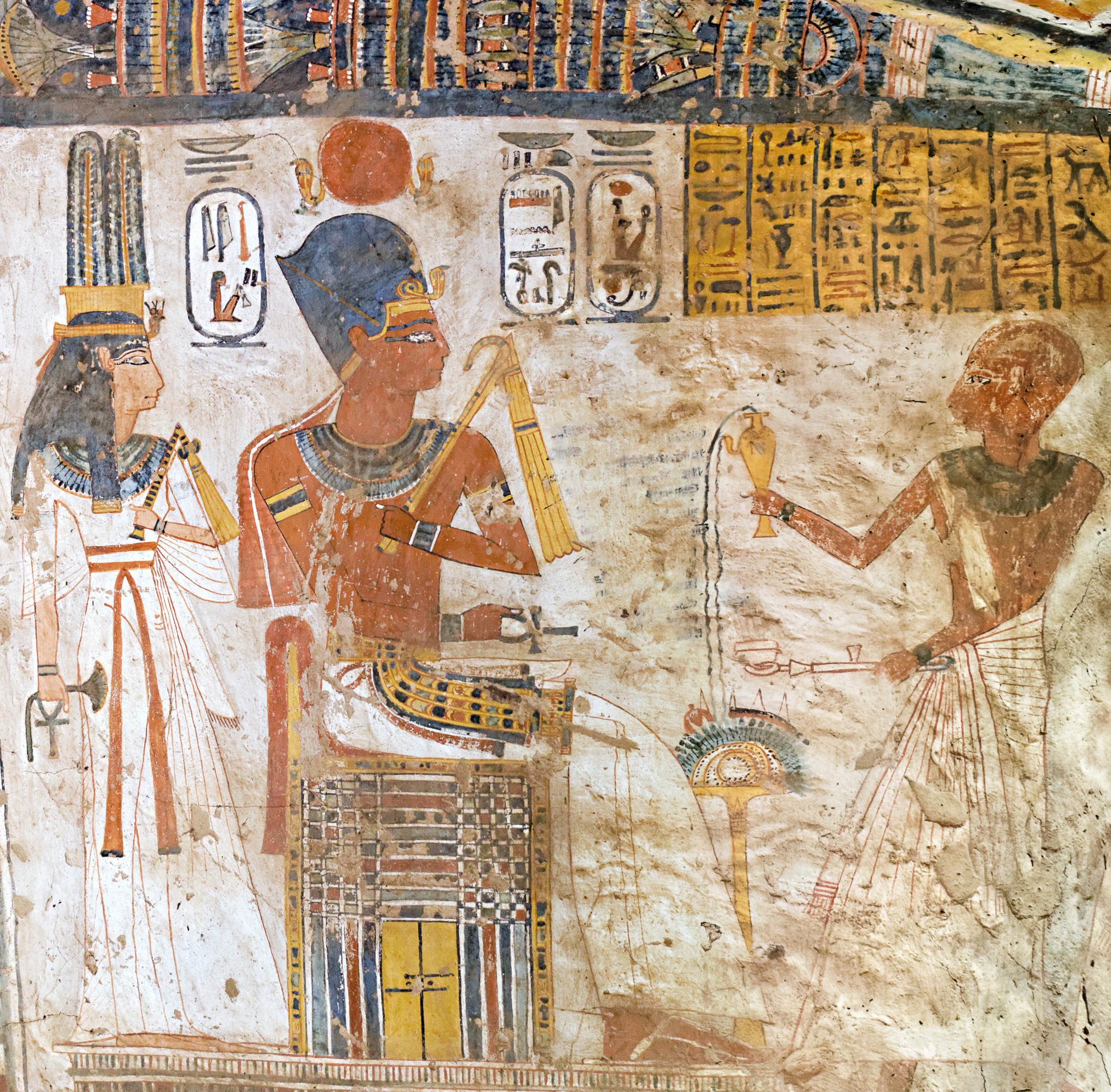 Ameneminet presents a libation offering to Amenhotep III & Queen Tiye ...