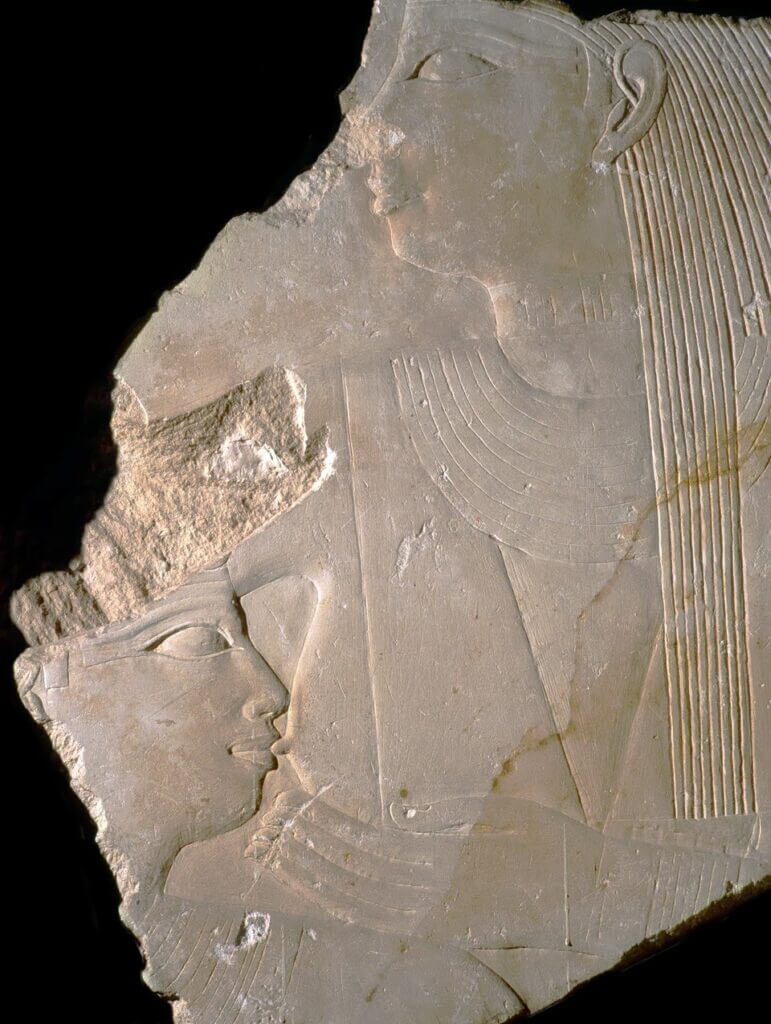 King Unas being suckled by a goddess - Egypt Museum