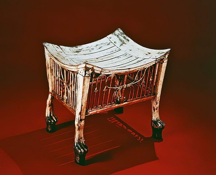 Stool of Tutankhamun with Sema Tawy Symbol - Egypt Museum