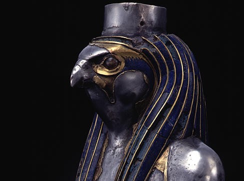 Silver seated falcon - Egypt Museum